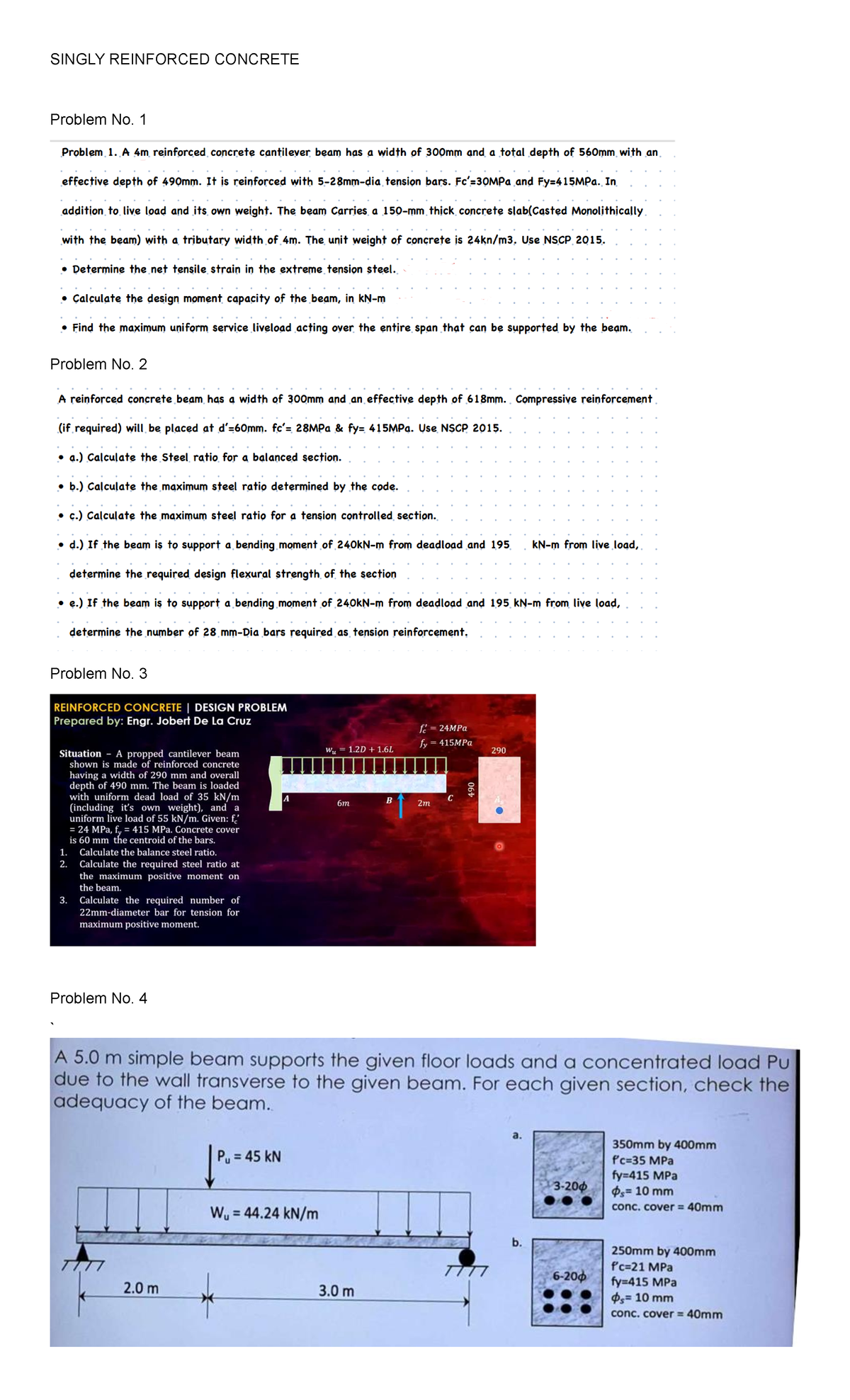 24 RCD Problems - Practice Problems in Reinforced Concrete - Studocu