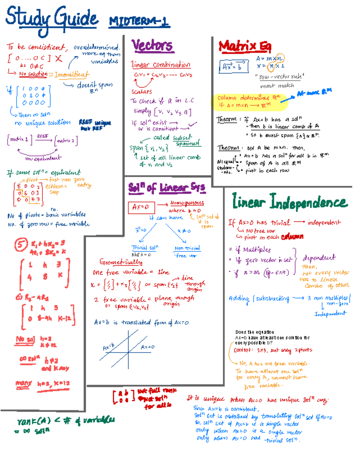 MA265 Midterm Study Guide: Linear Algebra Concepts and Solutions - Studocu