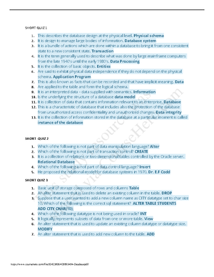 Database report - solve - Lab No: Problem 1: Create the following tables i) Ans: create table ...