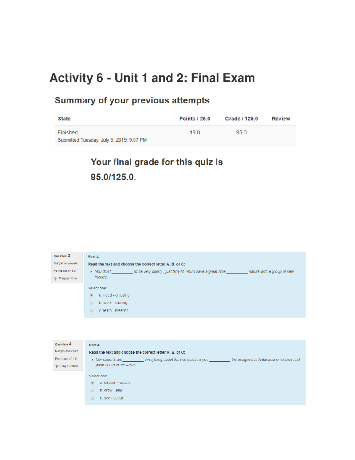 416616131 Final Exam Ingles III Activity 6 Units 1 & 2 Review - Studocu
