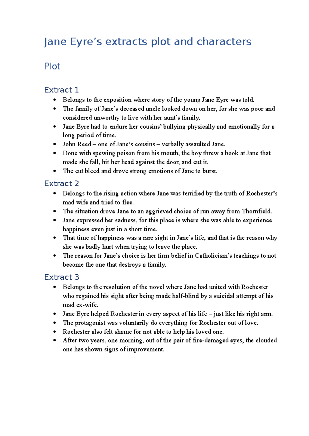Jane Eyre Analysis: Plot Overview and Character Insights - Studocu