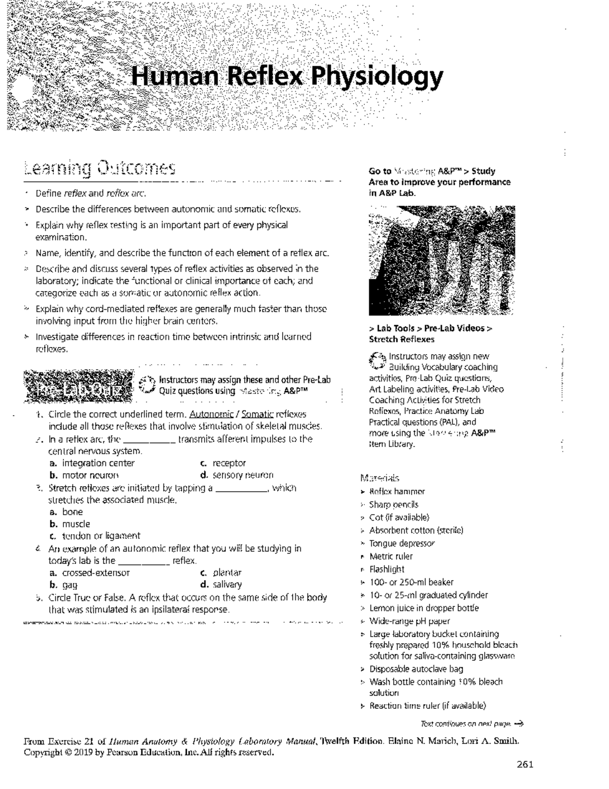 Humand Reflex Physiology Packet F22 - Human Reflex Physiology Learning ...