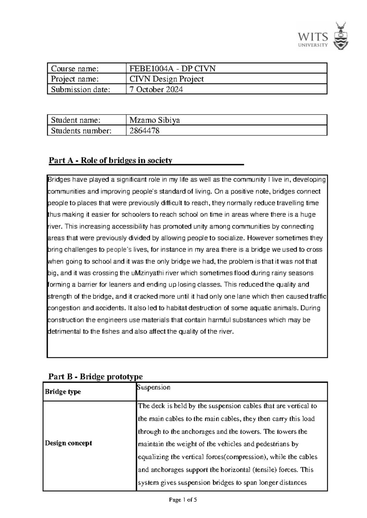 FEBE1004A Design Project: Role of Bridges in Society - Studocu