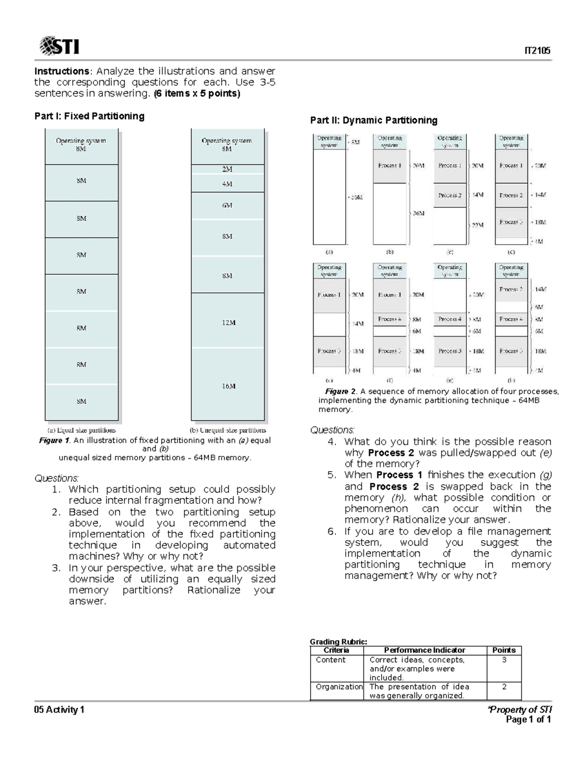 IT2105 Midterm Analysis: Fixed vs Dynamic Partitioning Techniques - Studocu