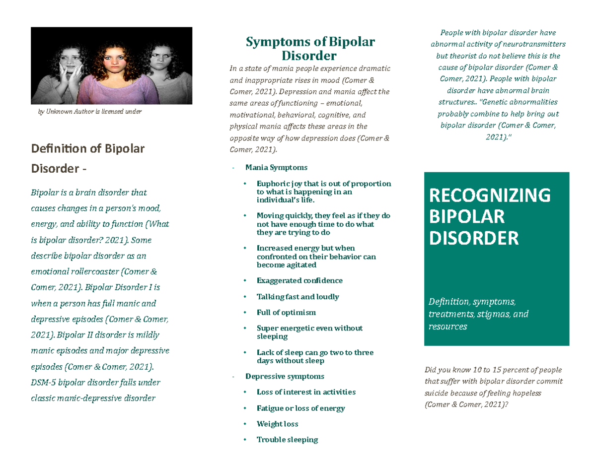 Bipolar Disorder Benchmark Brochure - Definition of Bipolar Disorder ...
