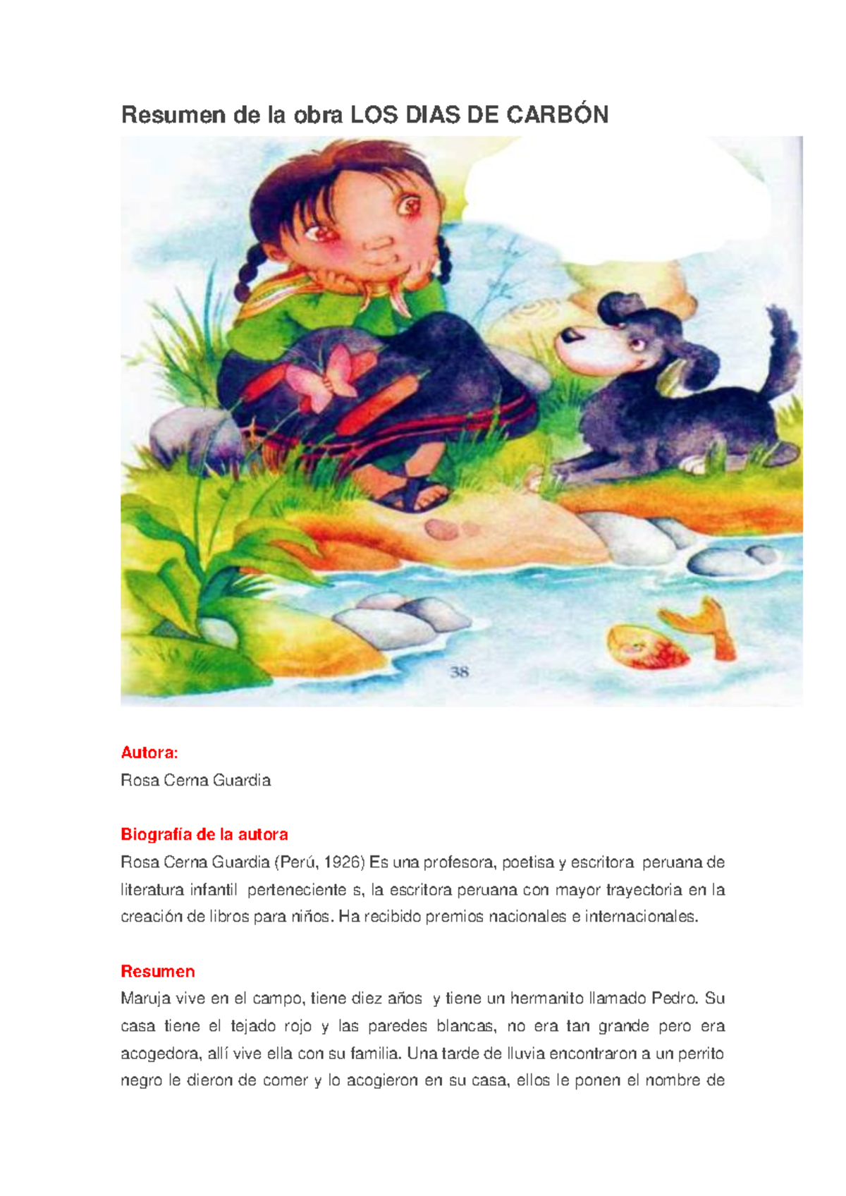 Resumen de los Días de Carbón - Rosa Cerna Guardia - Studocu