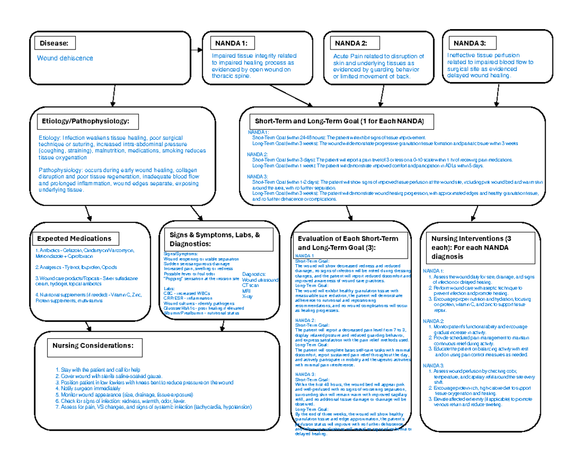 Wound Dehiscence Concept Map: NANDA Diagnoses & Nursing Interventions ...