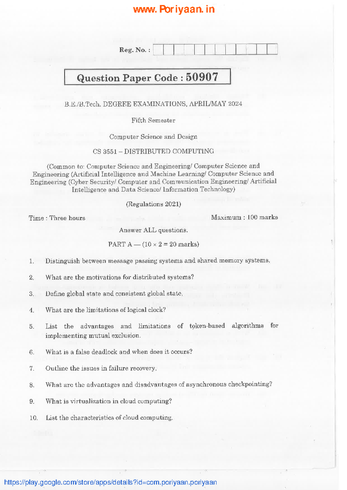 Distributed Computing - CS3551 2021 Regulation - Semester Question ... Distributed Computing - CS3551 2021 Regulation - Semester Question ...