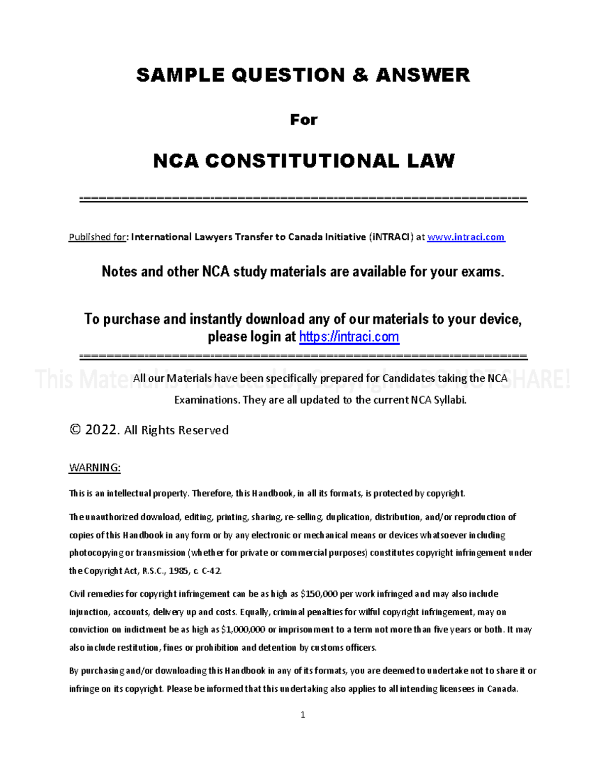 7 - very useful - SAMPLE QUESTION & ANSWER For NCA CONSTITUTIONAL LAW ...
