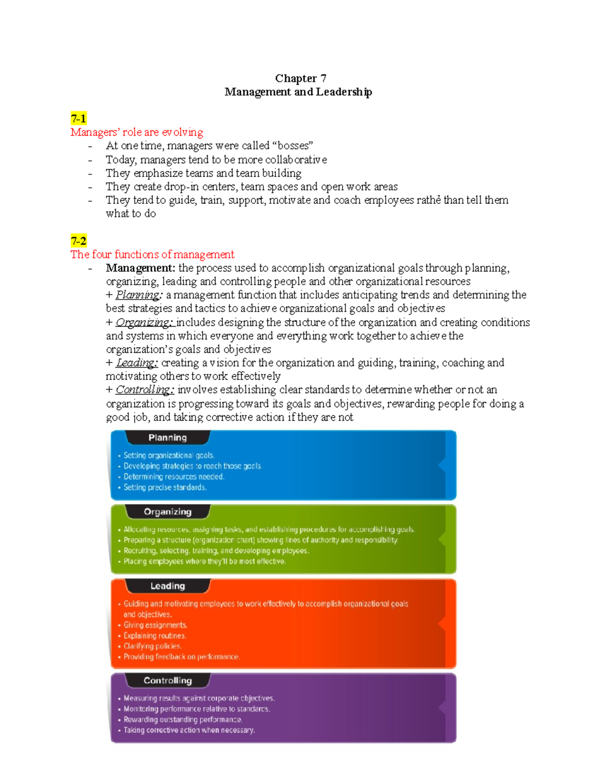 Chapter 7 - Understanding Business - Chapter 7 Management and ...