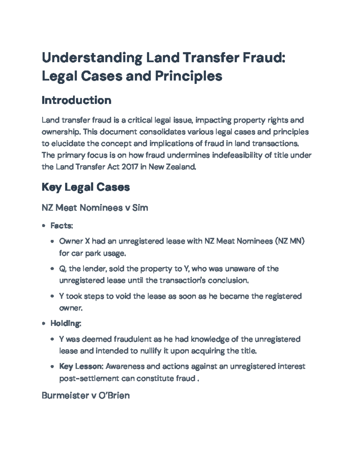 Understanding Land Transfer Fraud: Legal Cases and Principles Analysis ...