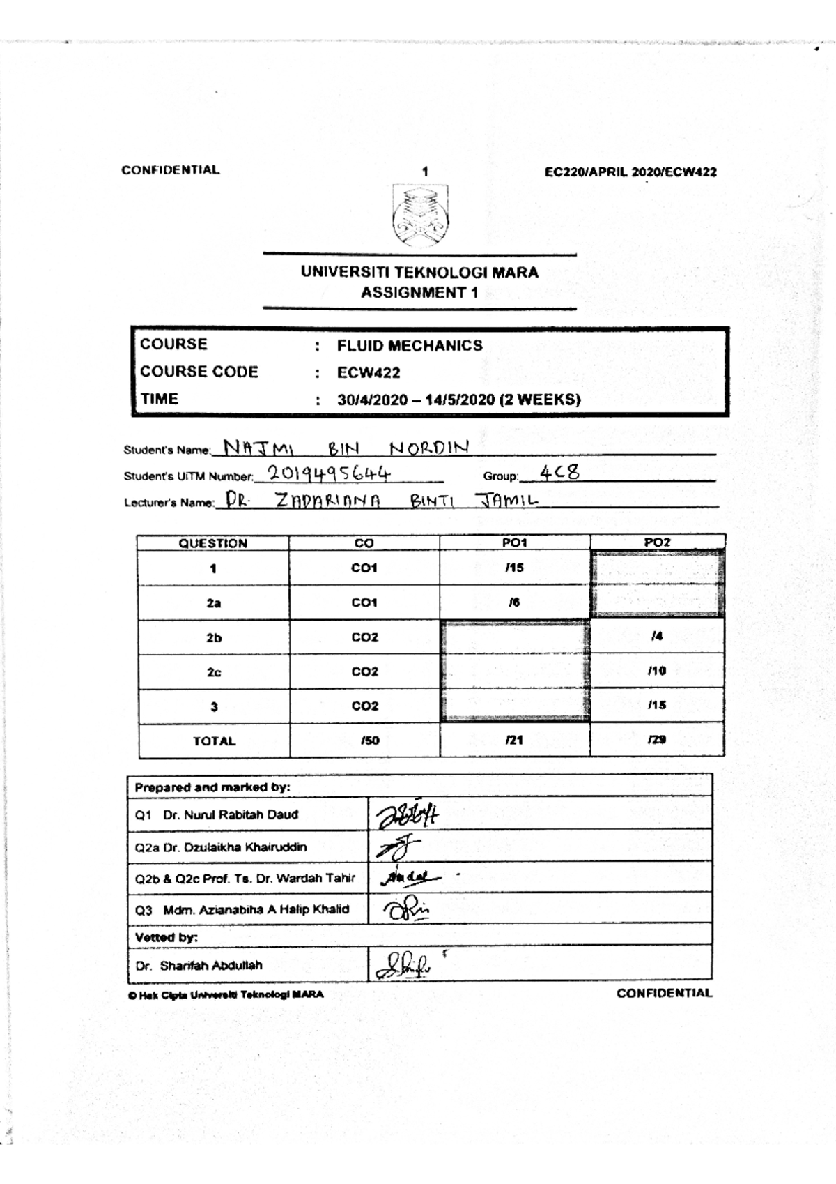 Answer Assignment 1 - Fluid Mechanics - Studocu
