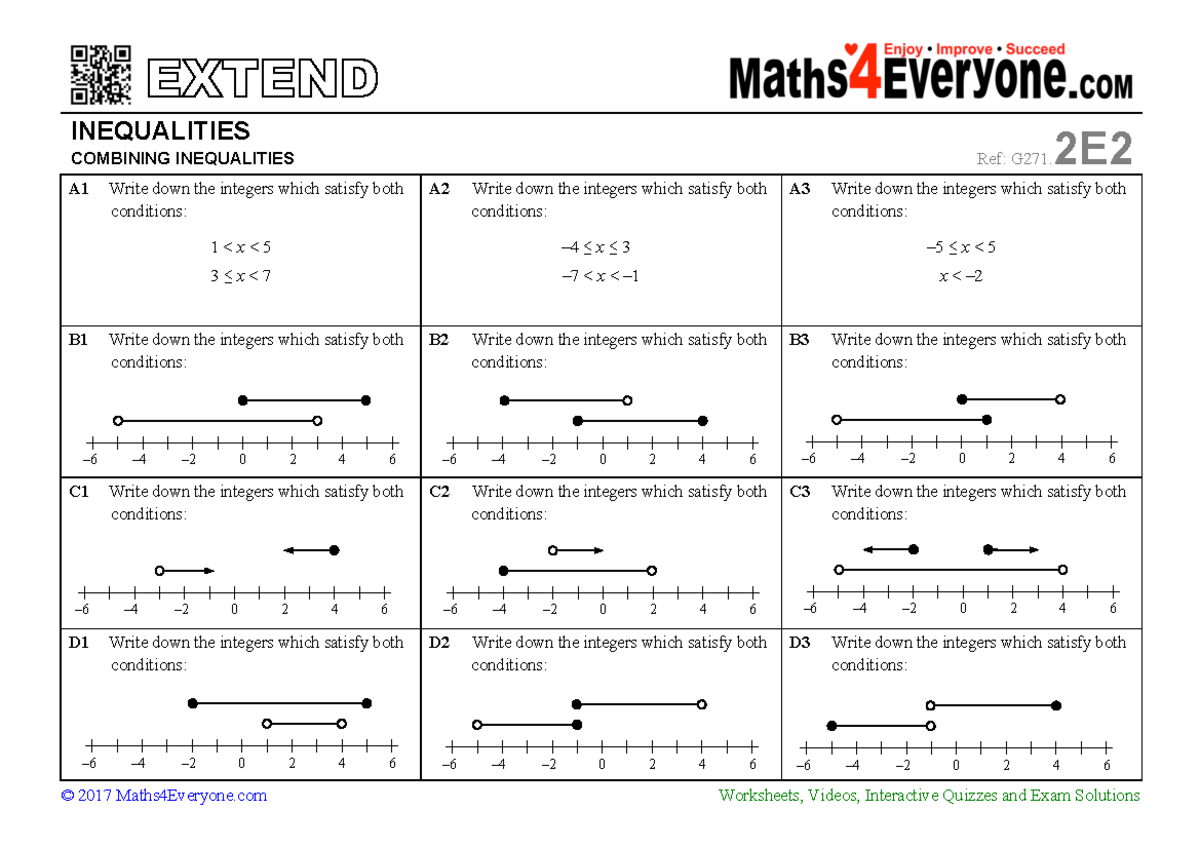 Combining-inequalities - INEQUALITIES © 2017 Maths4Everyone Worksheets ...