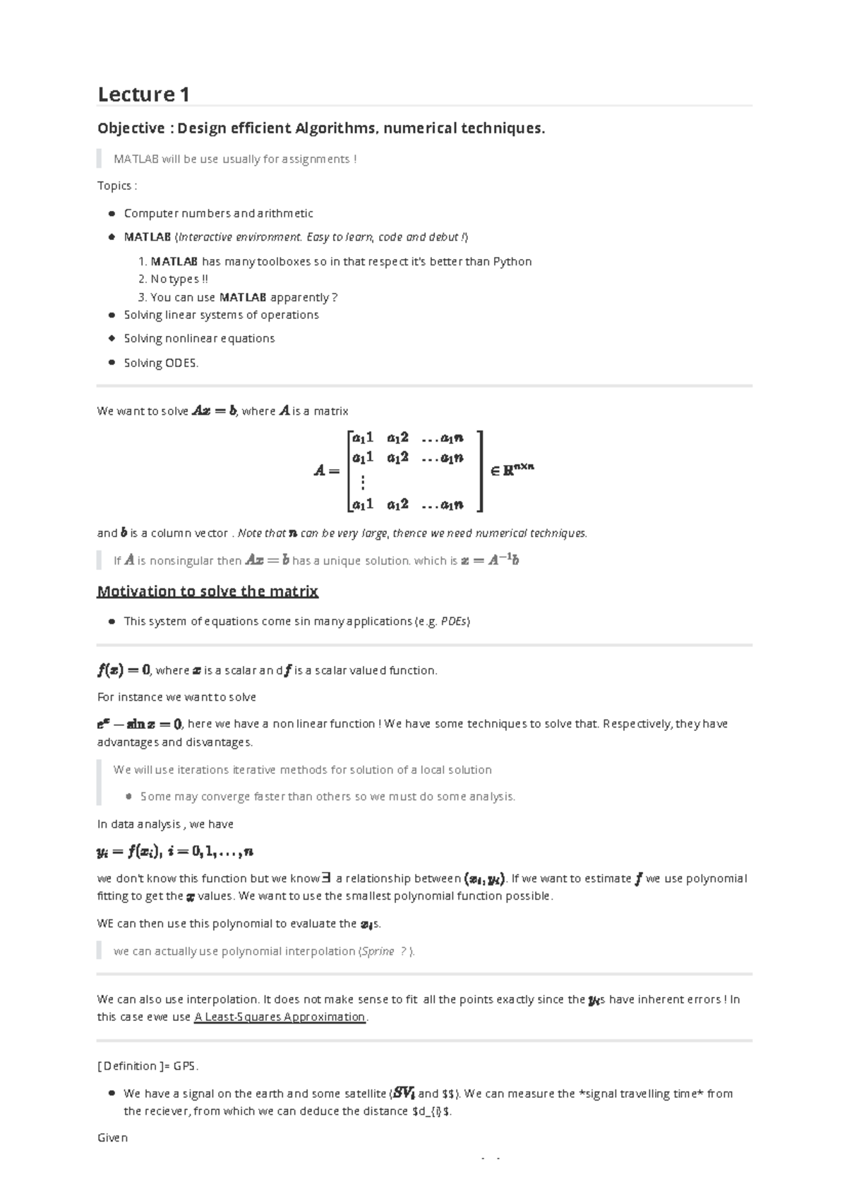 COMP350 Lecture Notes - Numerical Computing with Prof. Chang - Studocu