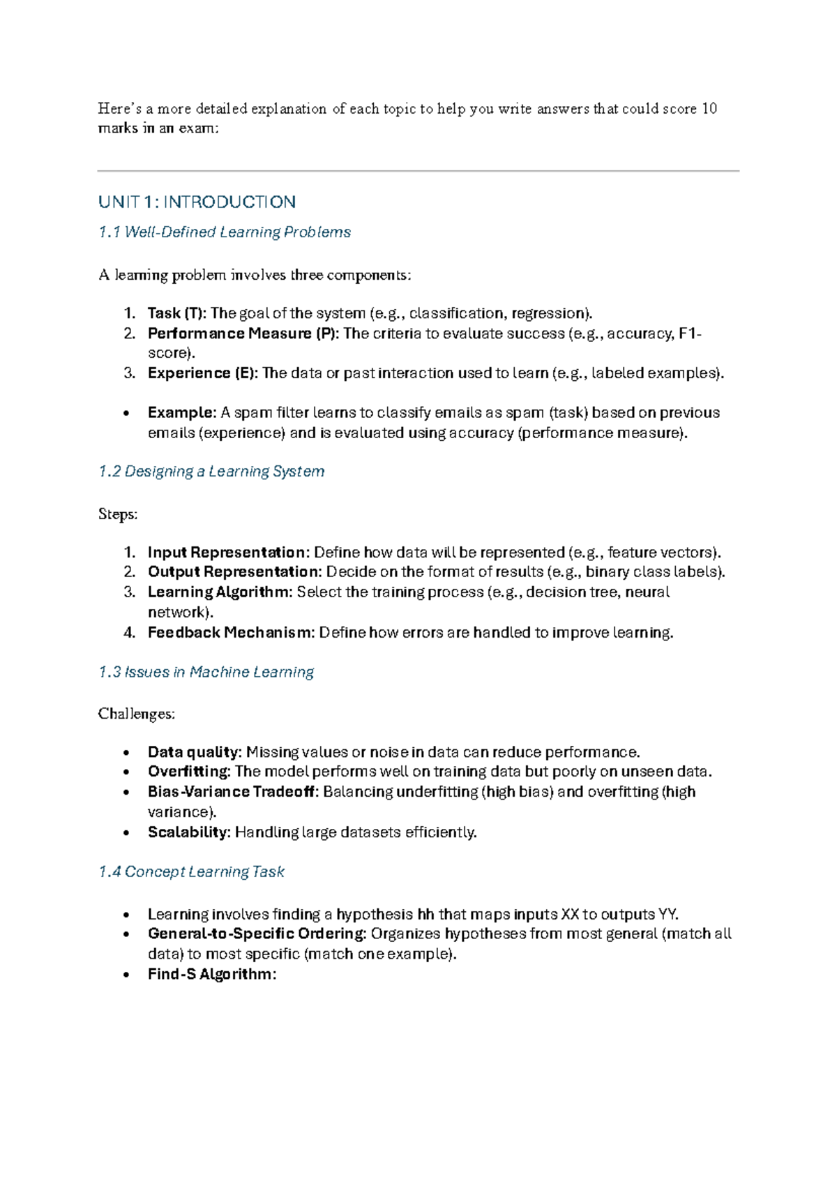 ML All units explanation - Here’s a more detailed explanation of each ...