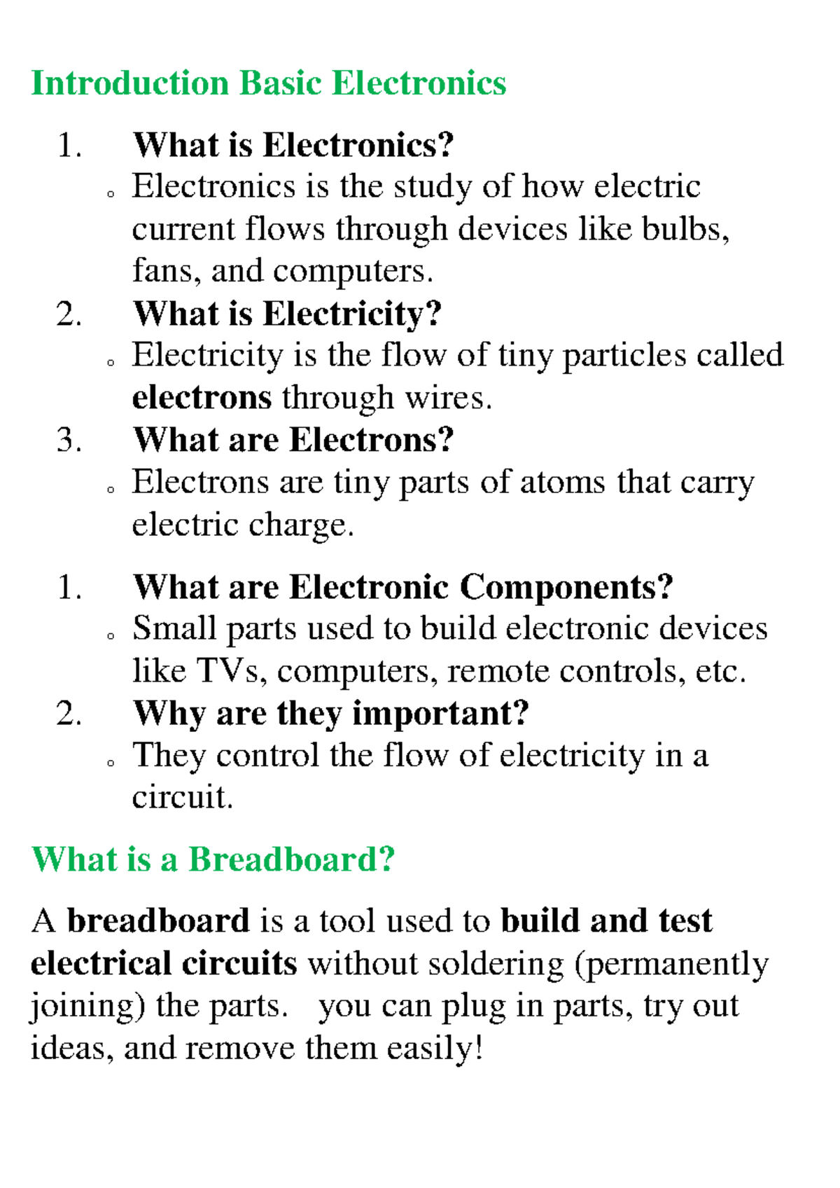 Introduction to Basic Electronics (Course Code: 6775-1) - Studocu