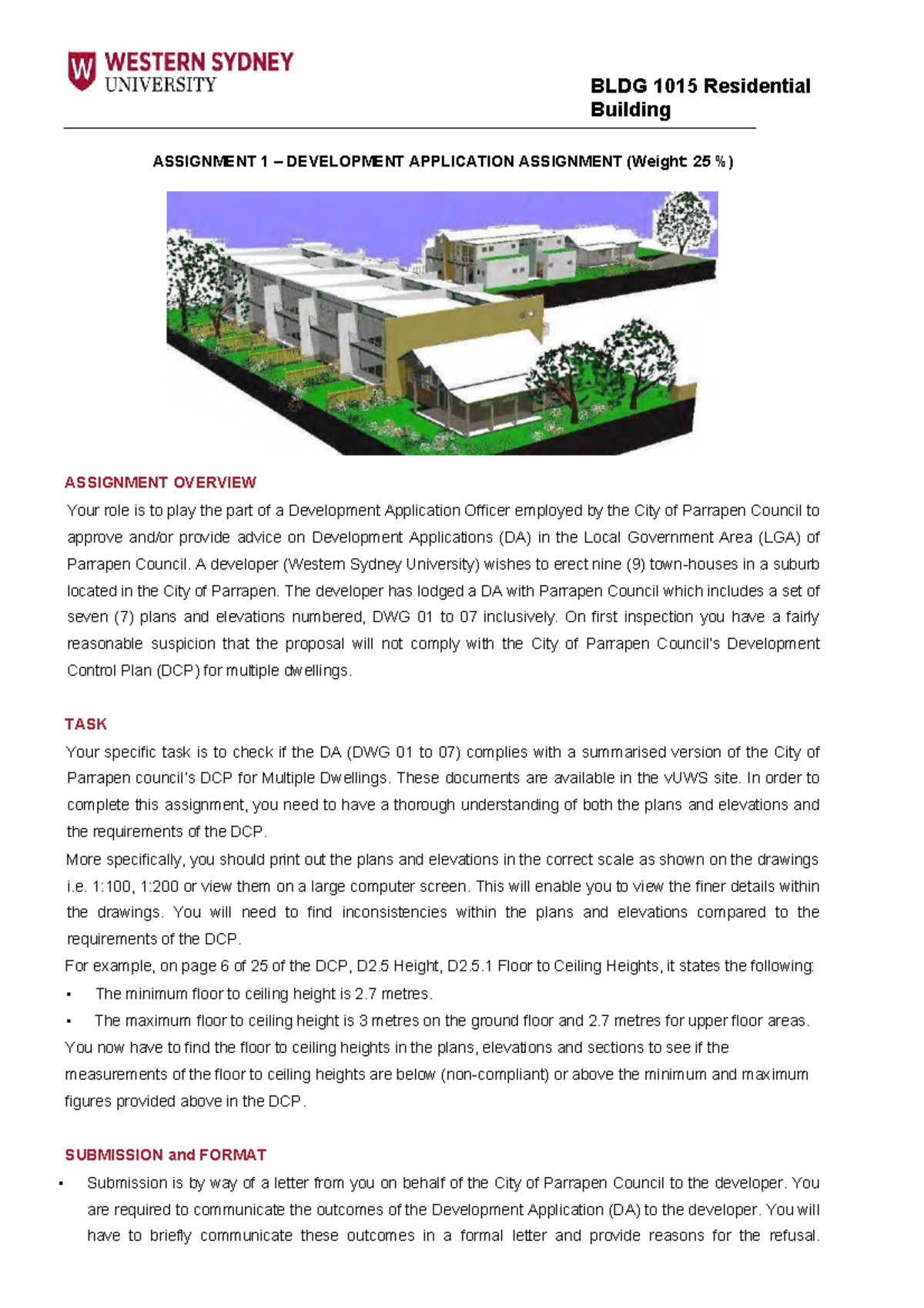 BLDG 1015 Residential Building Assignment 1: Development Application ...