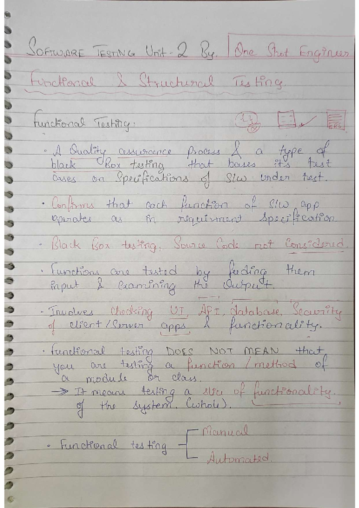 ST Unit 2: Comprehensive Notes on Functional & Structural Testing - Studocu