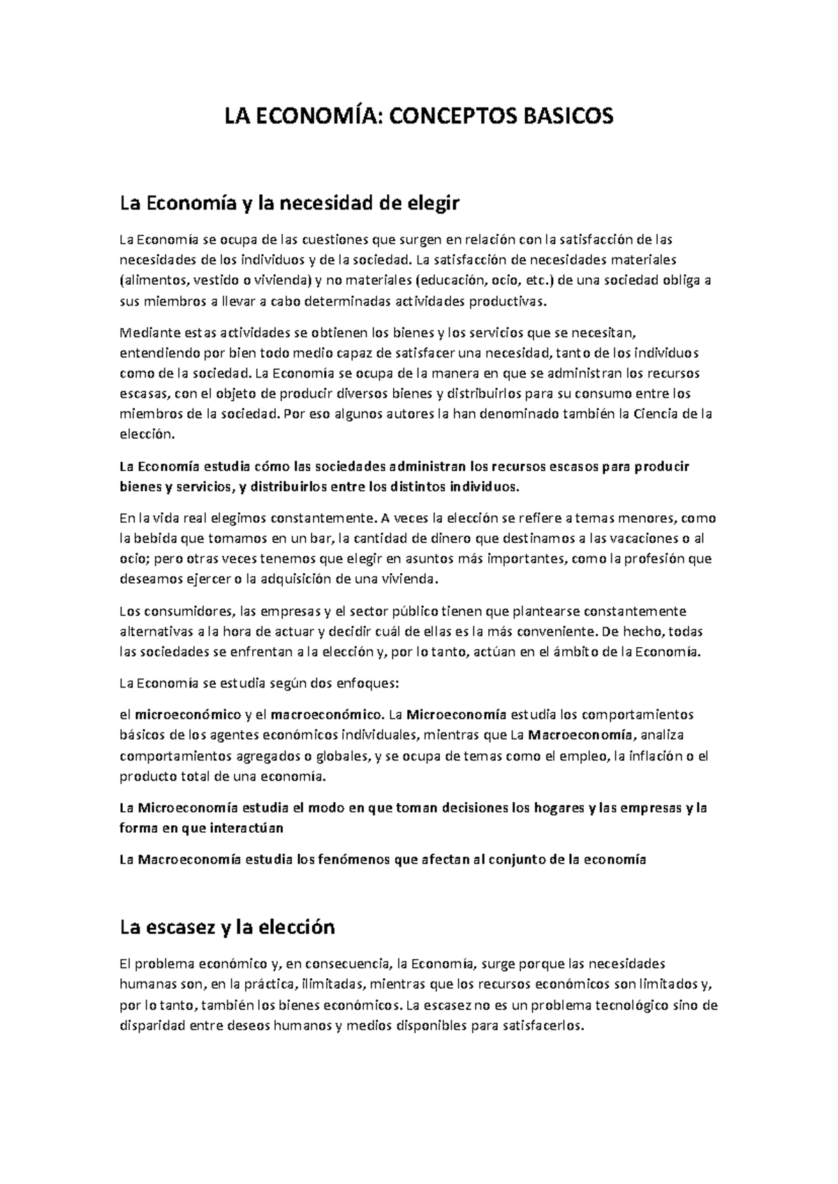LA ECONOMÍA: CONCEPTOS BÁSICOS Y ELECCIÓN (CODES 101) - Studocu