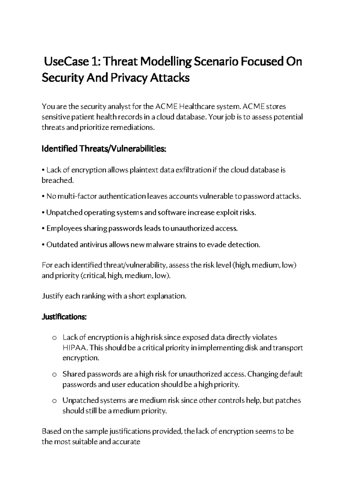 Case Study 1 - UseCase 1: Threat Modelling Scenario Focused On Security ...