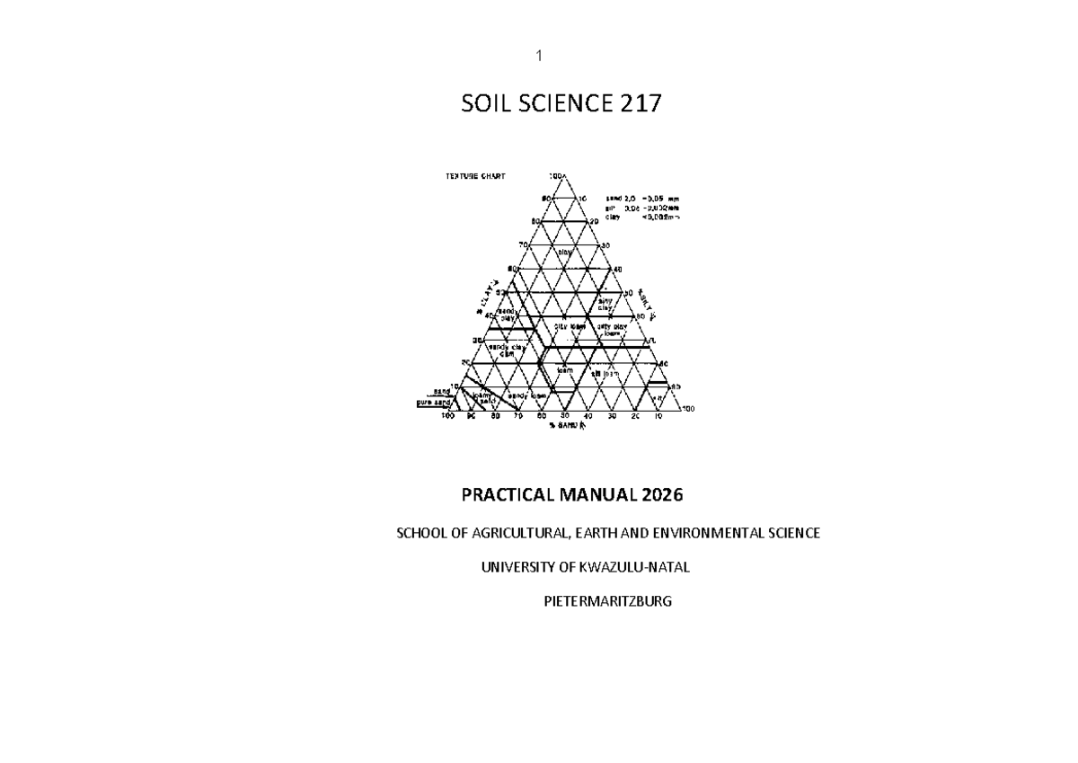 SSCI217 Soil Science Practical Manual 2026: Safety & Procedures Guide ...