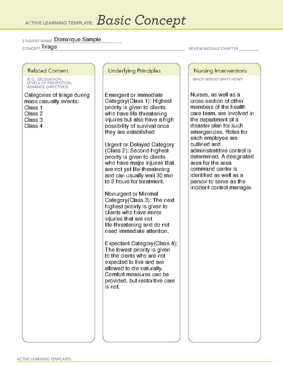 Triage Basics: Understanding Categories and Nursing Interventions - Studocu