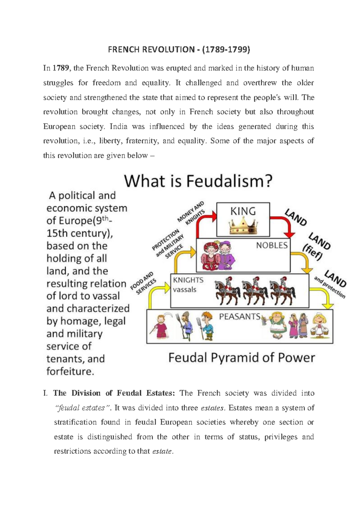 FRENCH REVOLUTION (1789-1799): Society Changes and Key Aspects - Studocu