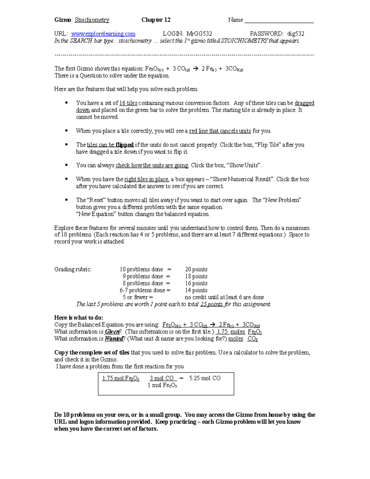 Stoichiometry Gizmo - Chapter 12 Answer Key and Procedure Guide - Studocu