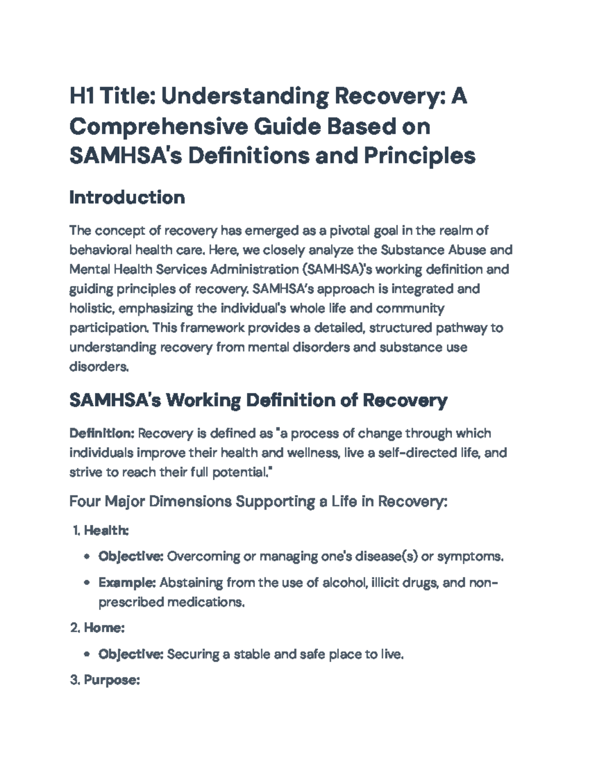 Comprehensive Guide to Recovery Principles Based on SAMHSA Definitions ...