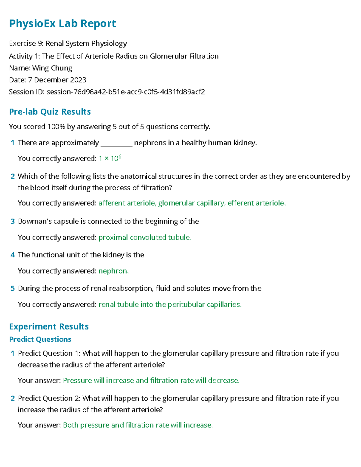Physio Ex Exercise 9 Activity 1 - PhysioEx Lab Report Exercise 9 ...