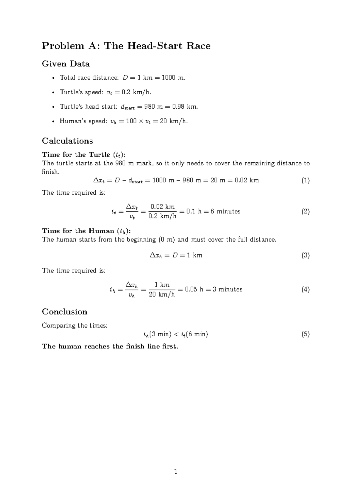 Physics Problem Set: Race Analysis, Equilibrium, and Rolling Sphere ...
