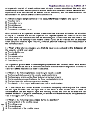 Quiz78 39 - Jdjx - MCQs From Clinical Anatomy SNELL ed. 9 26. A ...