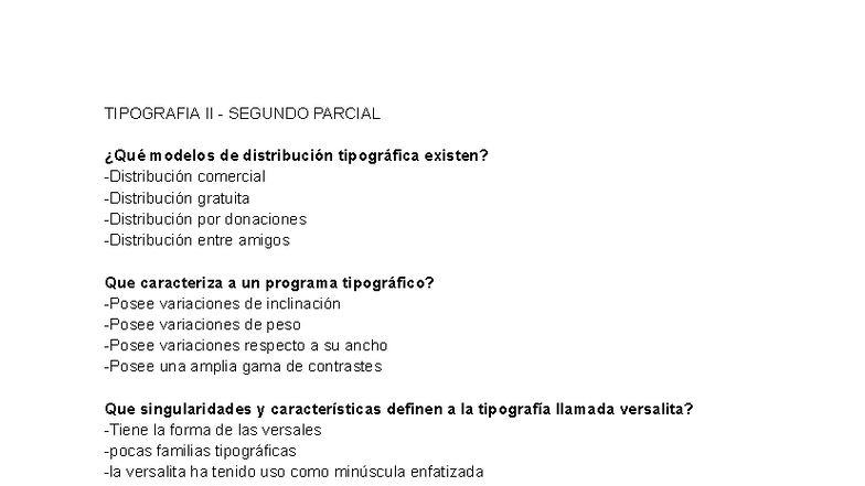 TIPOGRAFÍA II - SEGUNDO PARCIAL: Preguntas y Respuestas Clave - Studocu