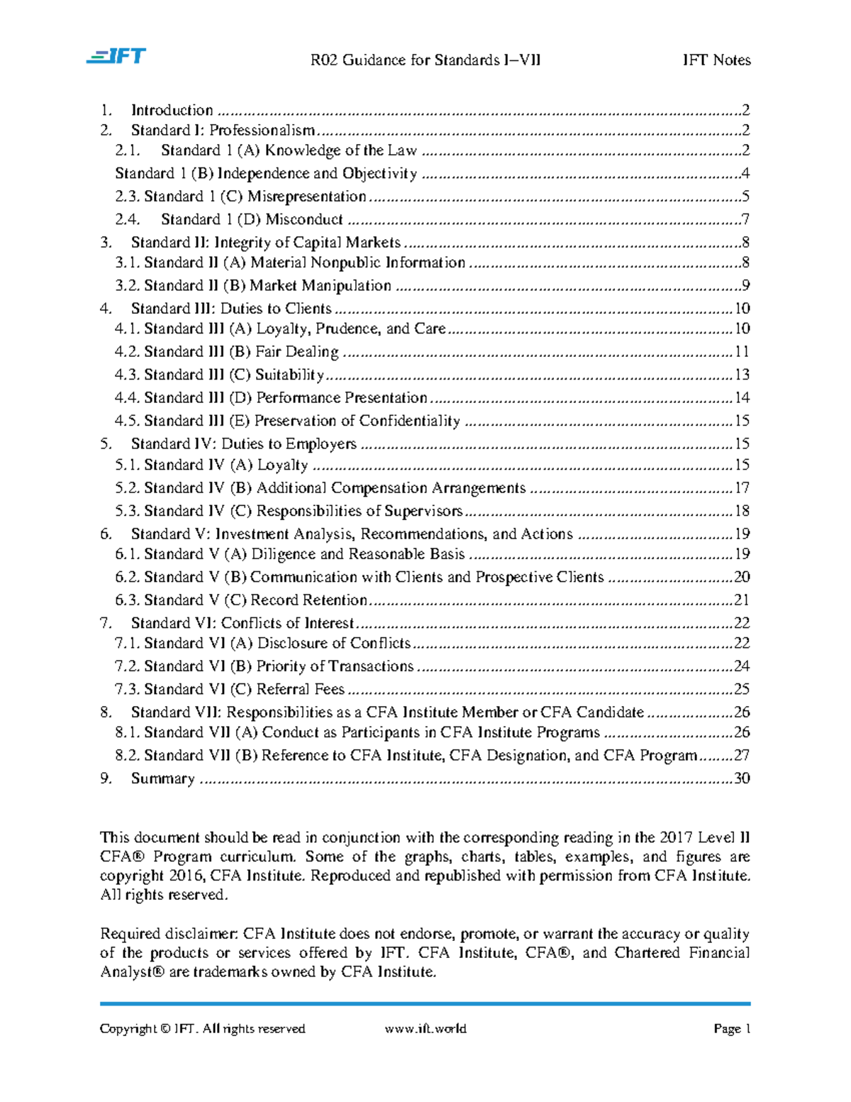 R02 Guidance for Standards I-VII IFT Notes - This document should be ...