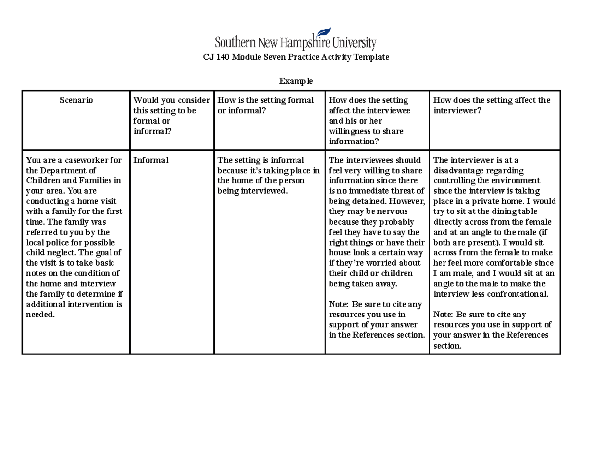 CJ 140 Module Seven Practice Activity Template - CJ 140 Module Seven ...