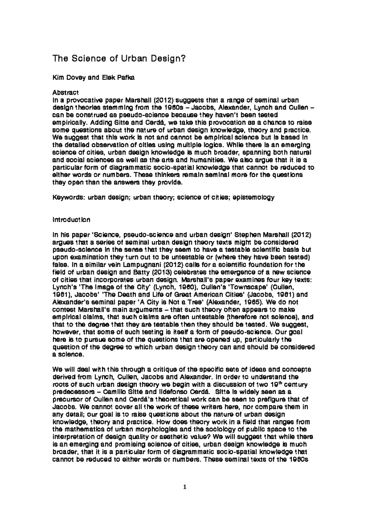 Urban Design Theories: A Critical Examination (Course Code: URB101 ...