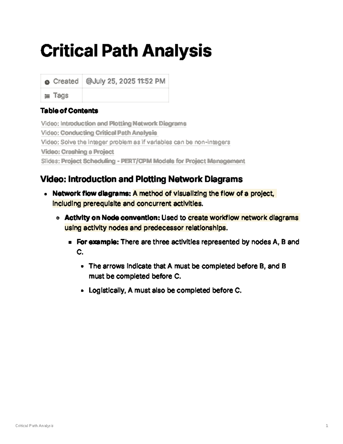 Critical Path Analysis: Project Management Techniques and Models - Studocu