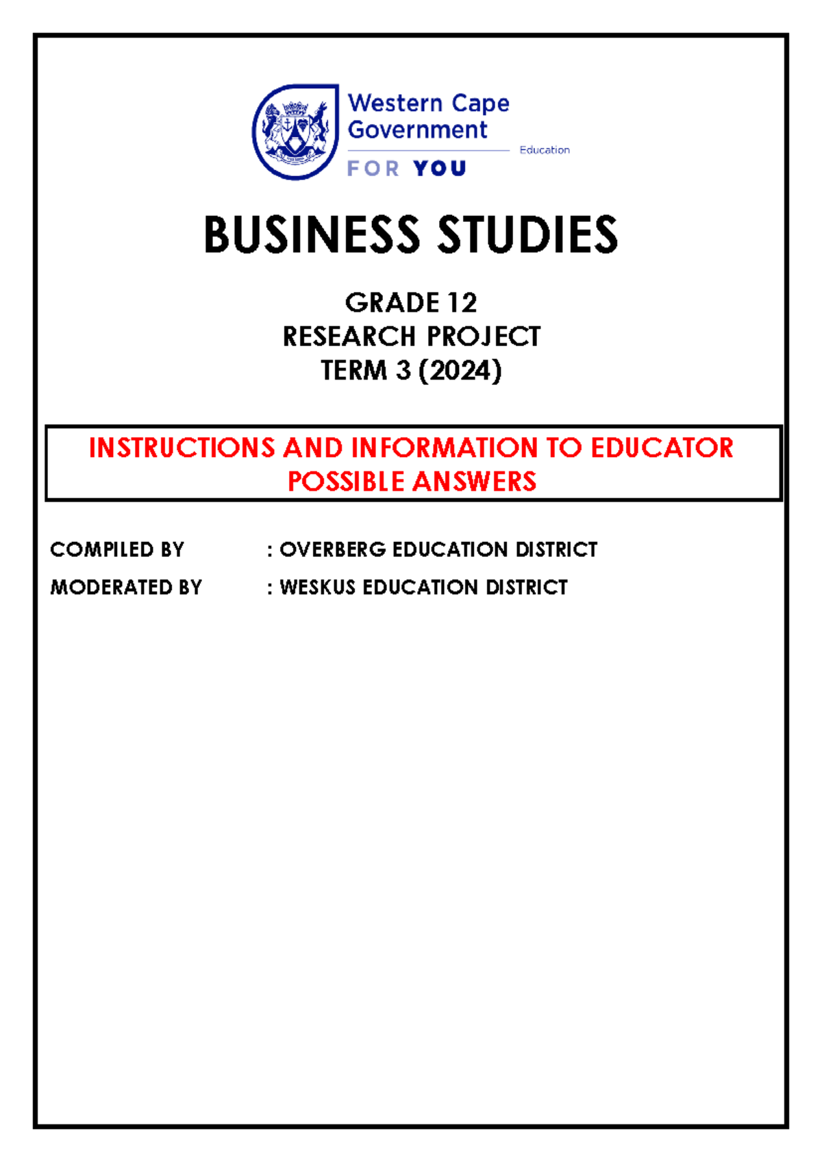 GR12 BSTD 2024 Research Project Assessment Guide - ENG Final - Studocu