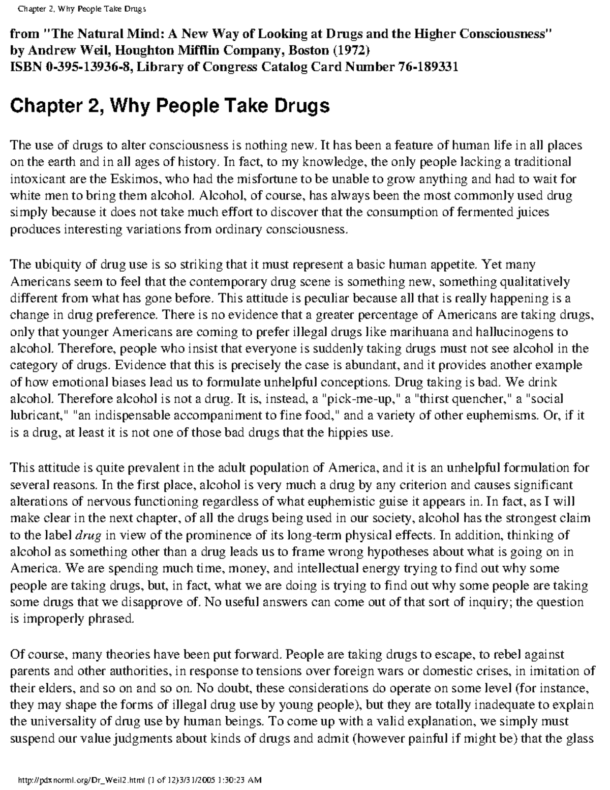 Chapter 2: Why People Take Drugs - Insights from "The Natural Mind ...