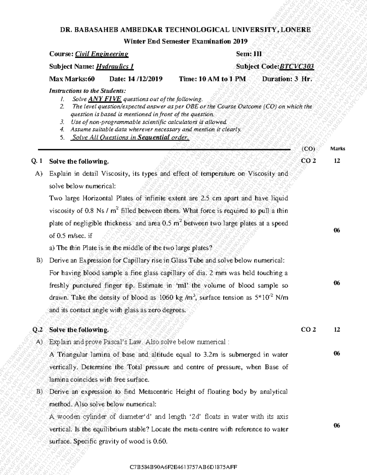 Haydraulics-I - jyfjhfjfhgdyh - DR. BABASAHEB AMBEDKAR TECHNOLOGICAL ...