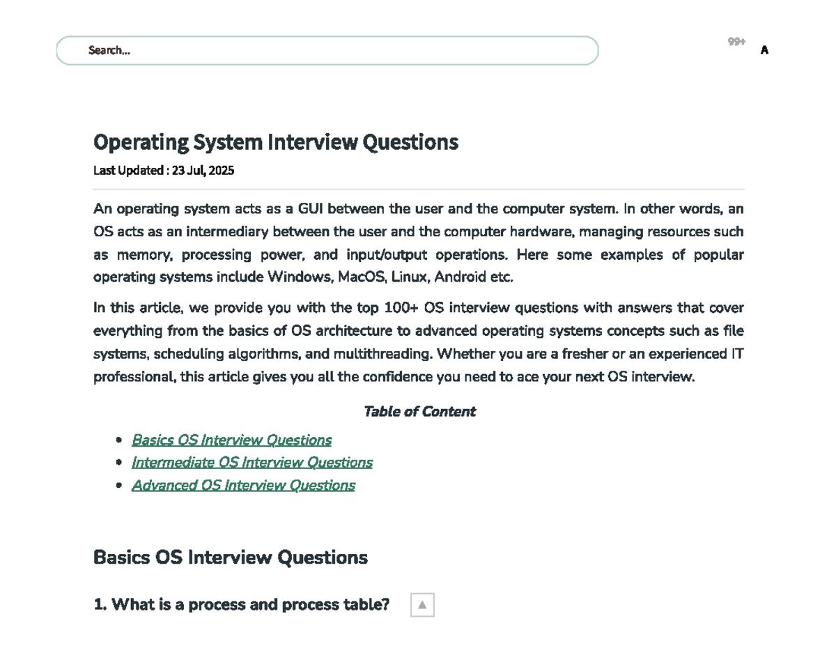 OS Interview Questions and Answers: Essential Prep Guide - Studocu