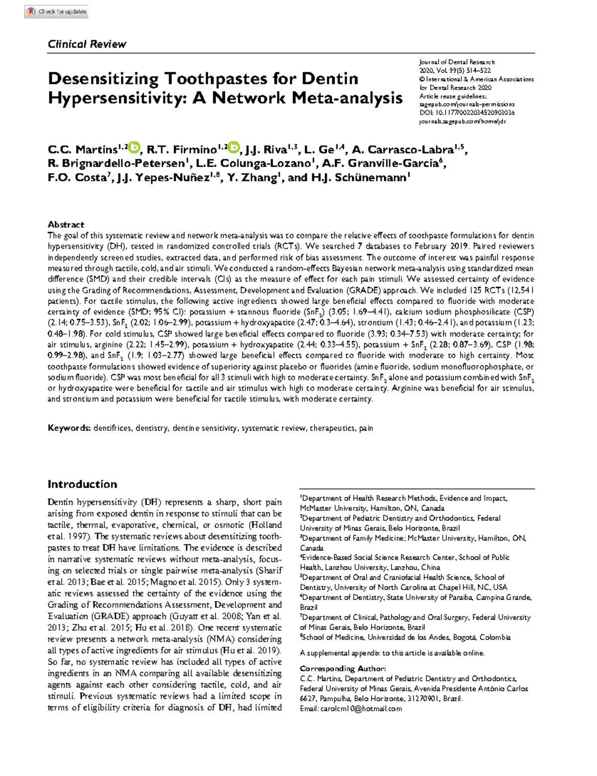 Desensitizing Toothpastes for Dentin Hypersensitivity: A Clinical ...
