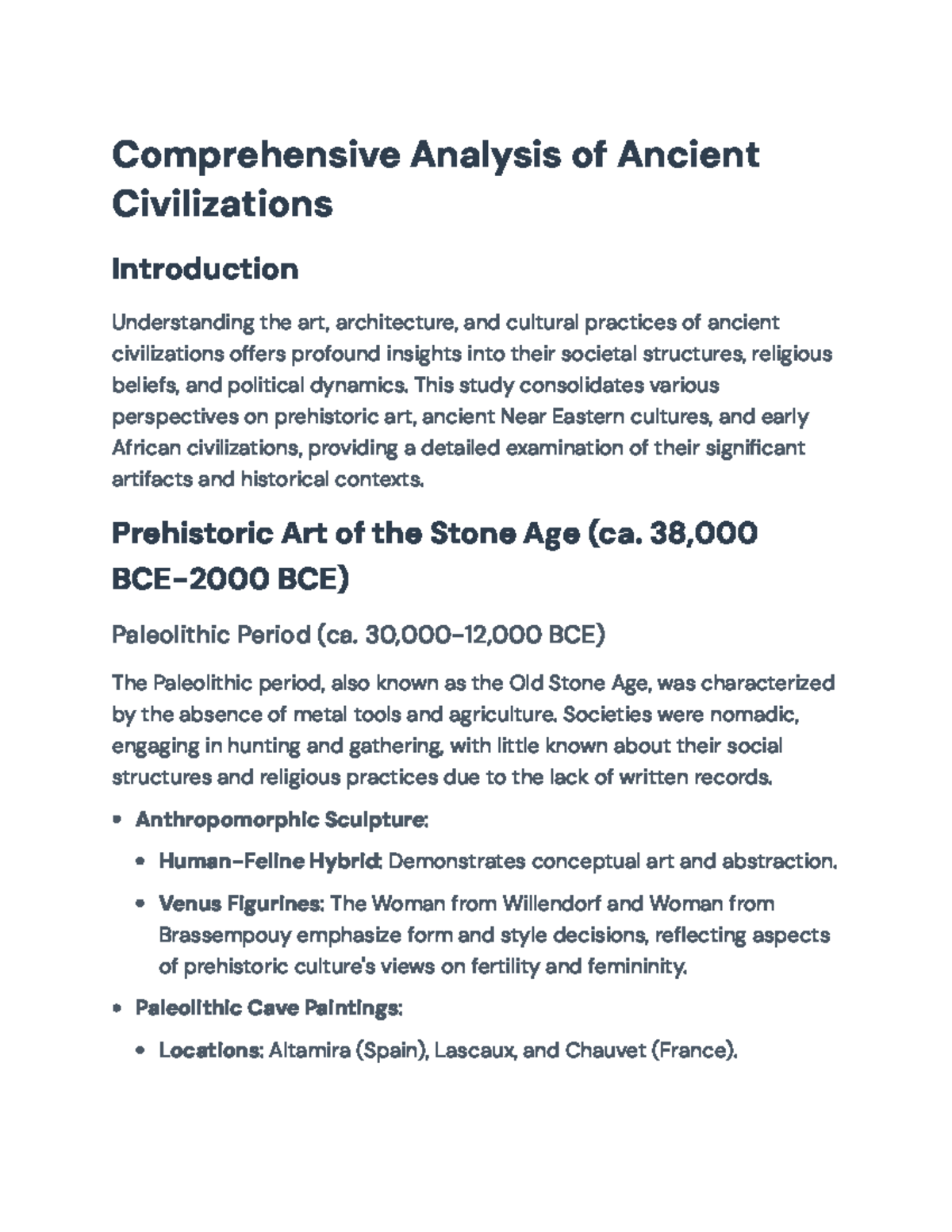Analysis of Ancient Civilizations: Art & Architecture Insights - Studocu