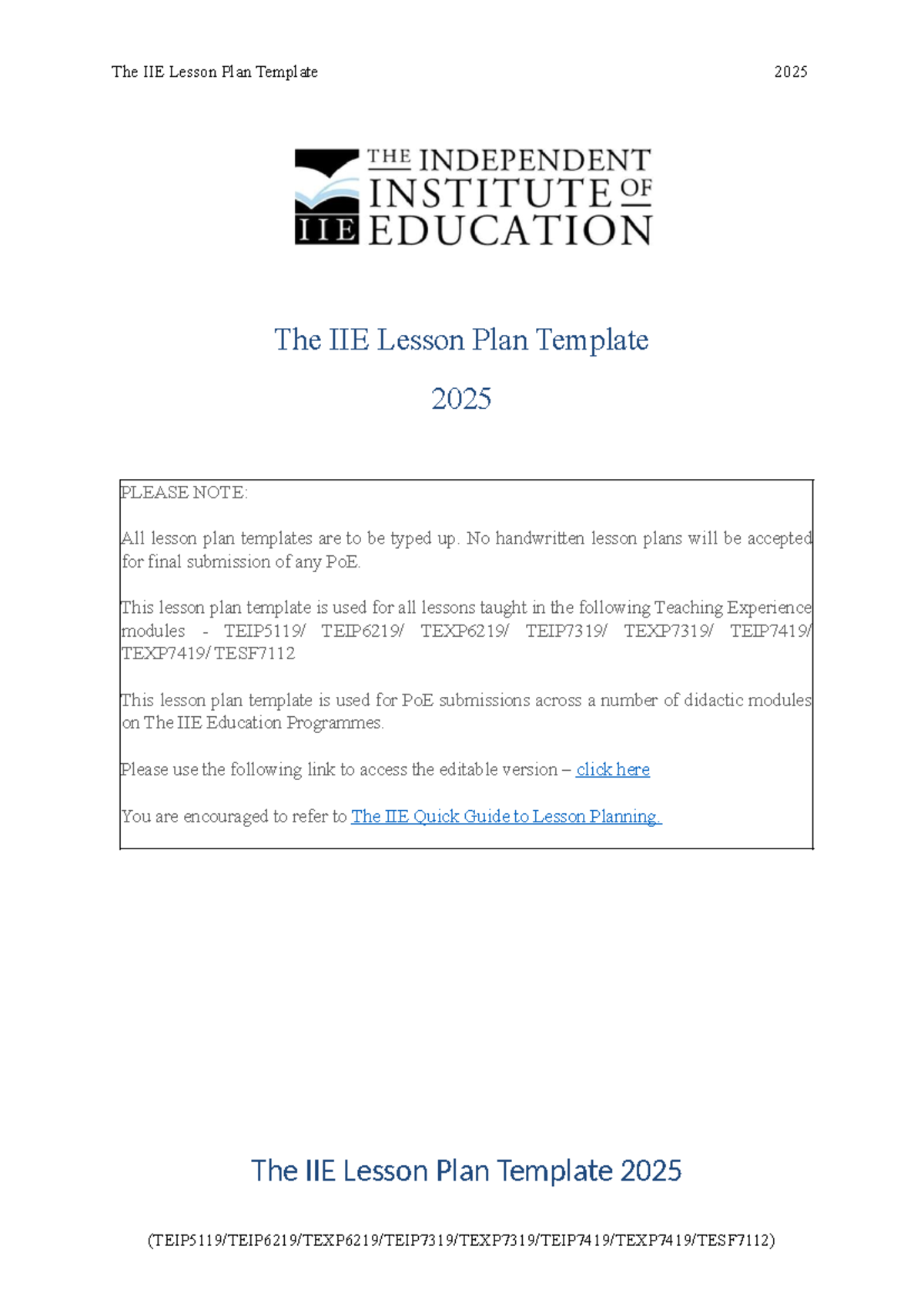 IIE Lesson Plan Template 2025 for Grade 5 Social Sciences - Studocu