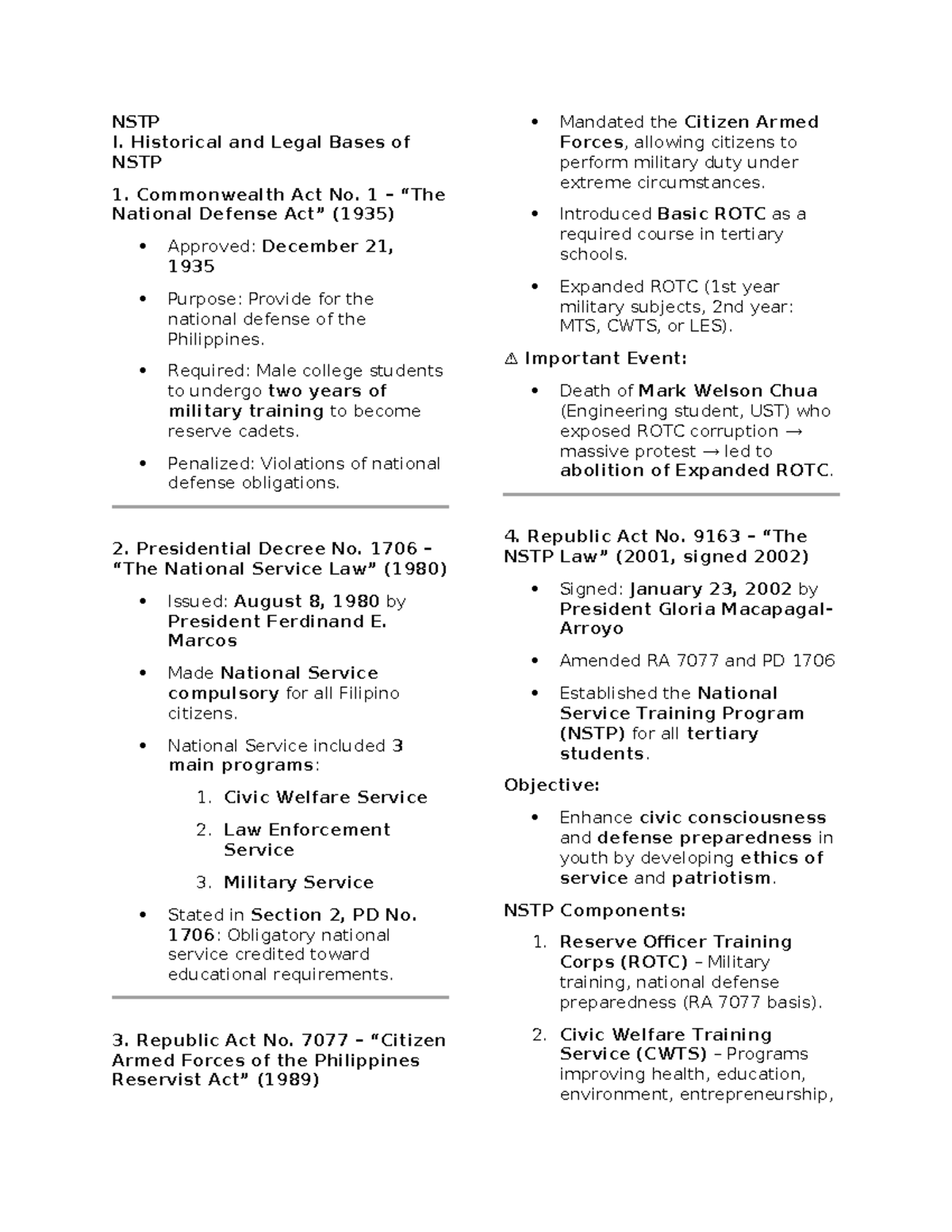 NSTP 1: Historical and Legal Foundations of National Service Training ...