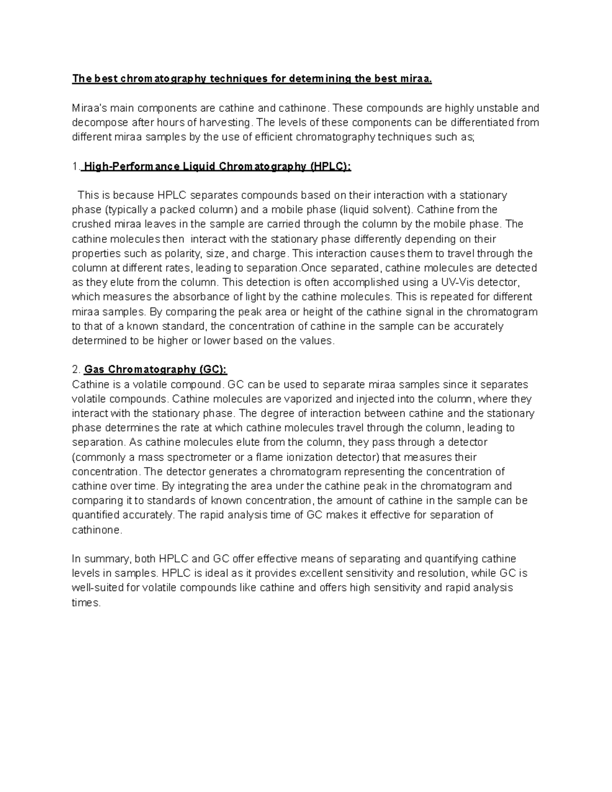 Miraa - Determination of cathinone in khat - The best chromatography ...