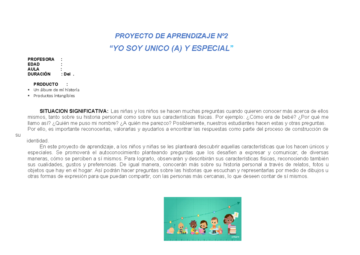 Proyecto de Aprendizaje N°2: Soy Único(a) - Identidad y ...