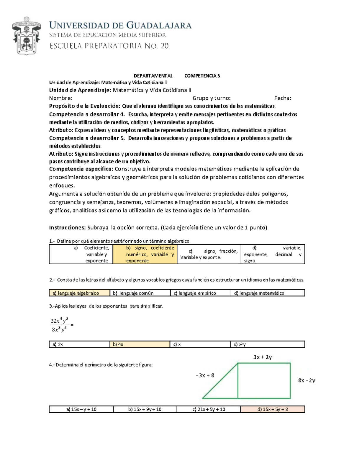 Matemática y Vida Cotidiana II - Evaluación de Competencias EDEP1 - Studocu