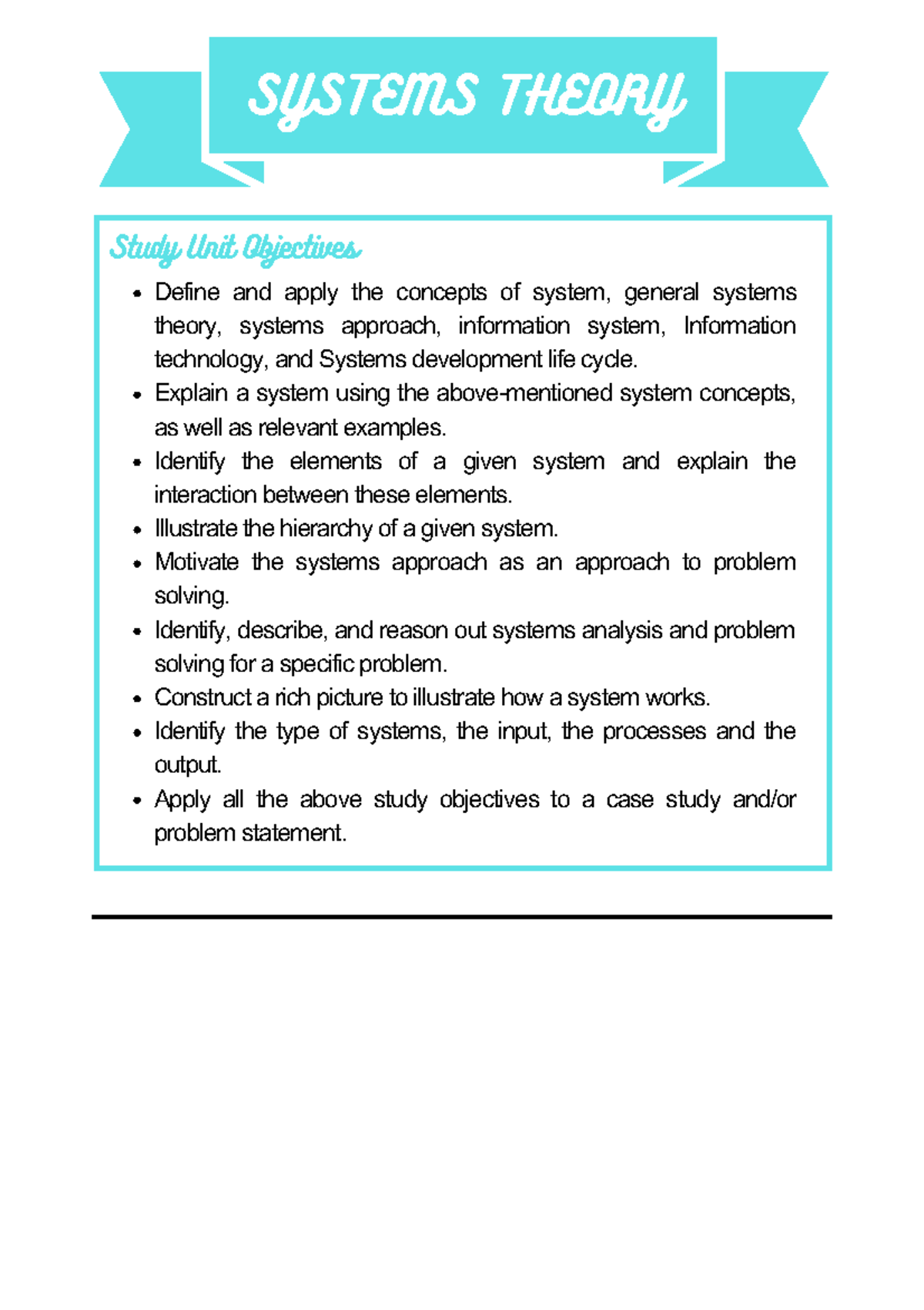SUT 1: Systems Theory Overview and Key Concepts Summary - Studocu