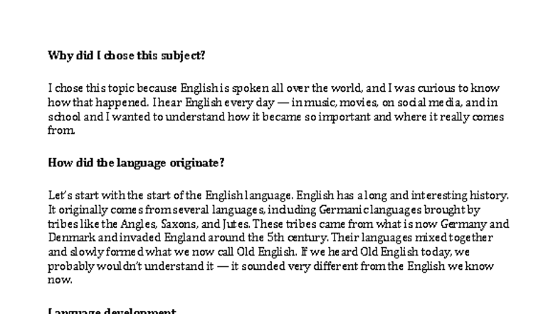 Engels presentatie - Why did I chose this subject? I chose this topic ...